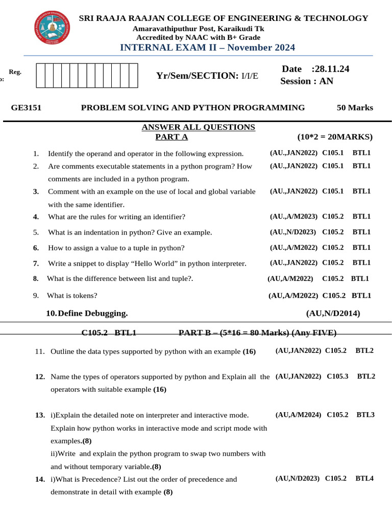 Internal2 Python Pdf Python Programming Language Computer 6852