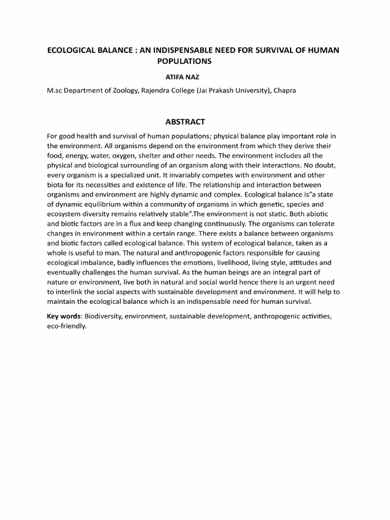 Ecological Balance | PDF