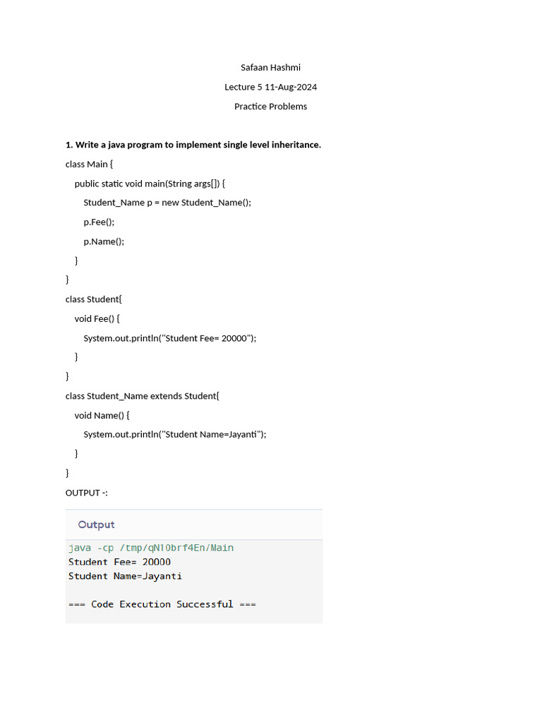 Java Inheritance and Polymorphism Examples | PDF