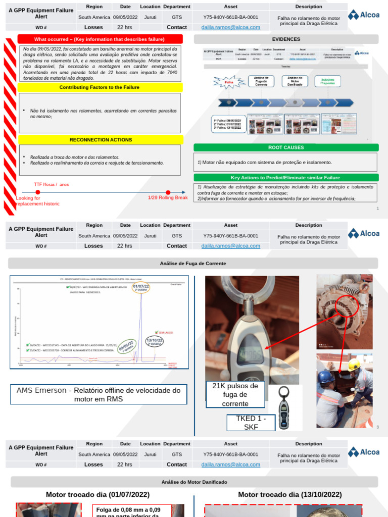 RCA Report - Falha No Rolamento Do Motor Principal Da Draga Elétrica ...