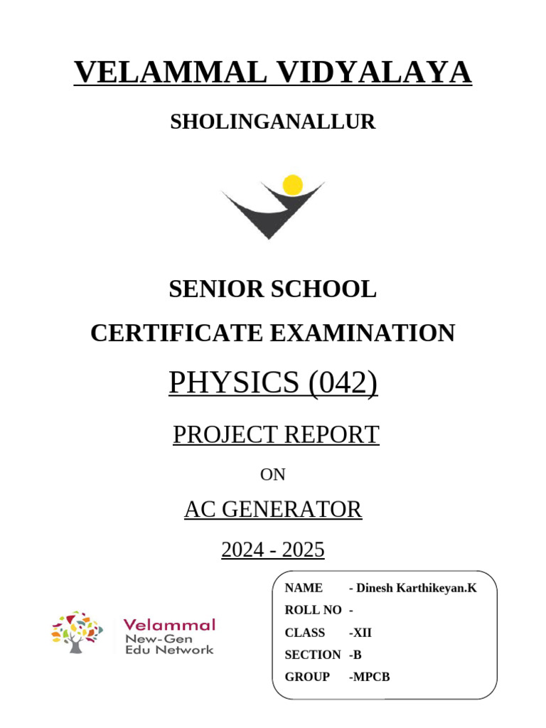 Physics Project FRONT PAGE | PDF