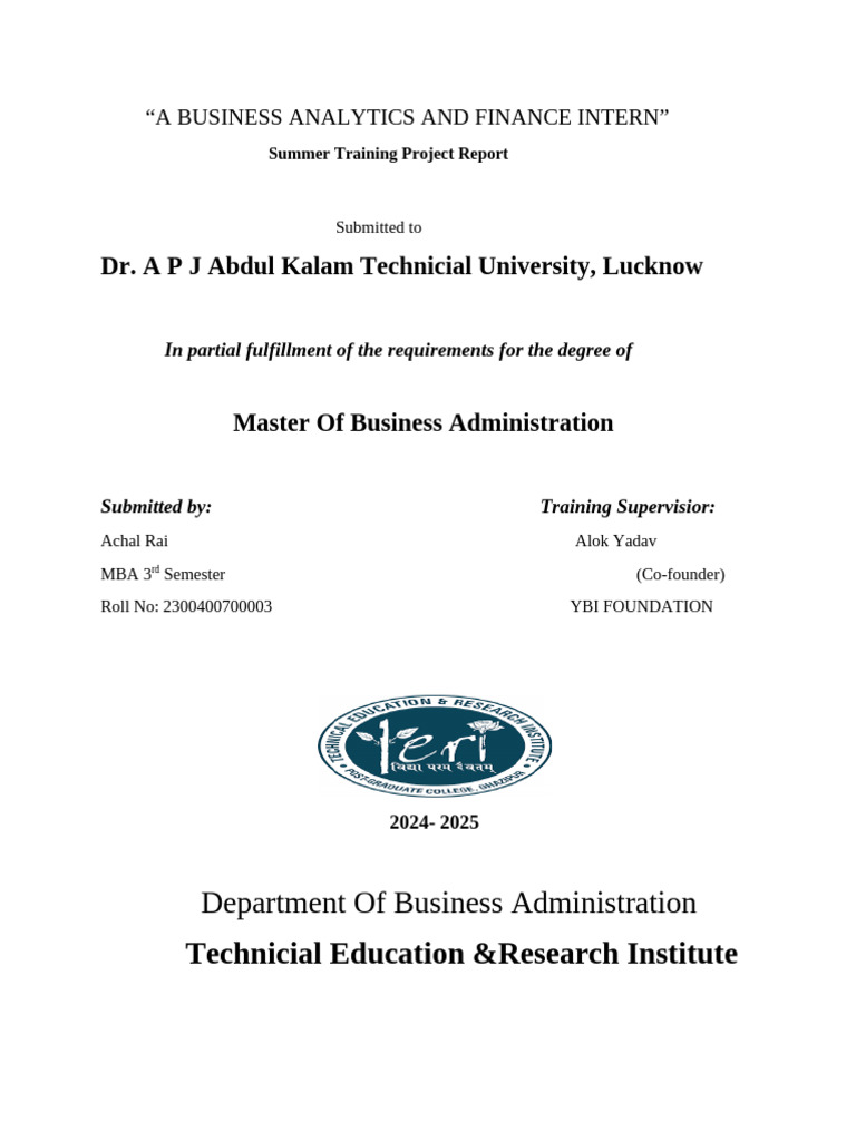 ybi foundation final project .doc | PDF | Analytics | Financial Modeling