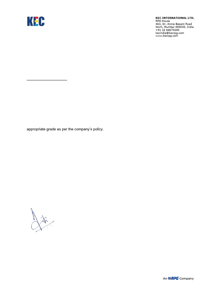 KEC Offer letter | PDF | Government Finances | Taxes