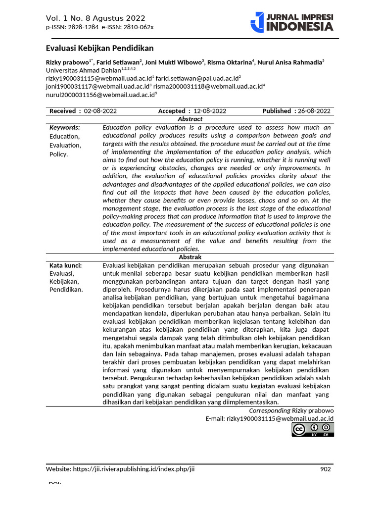 Evaluasi Kebijkan Pendidikan | PDF