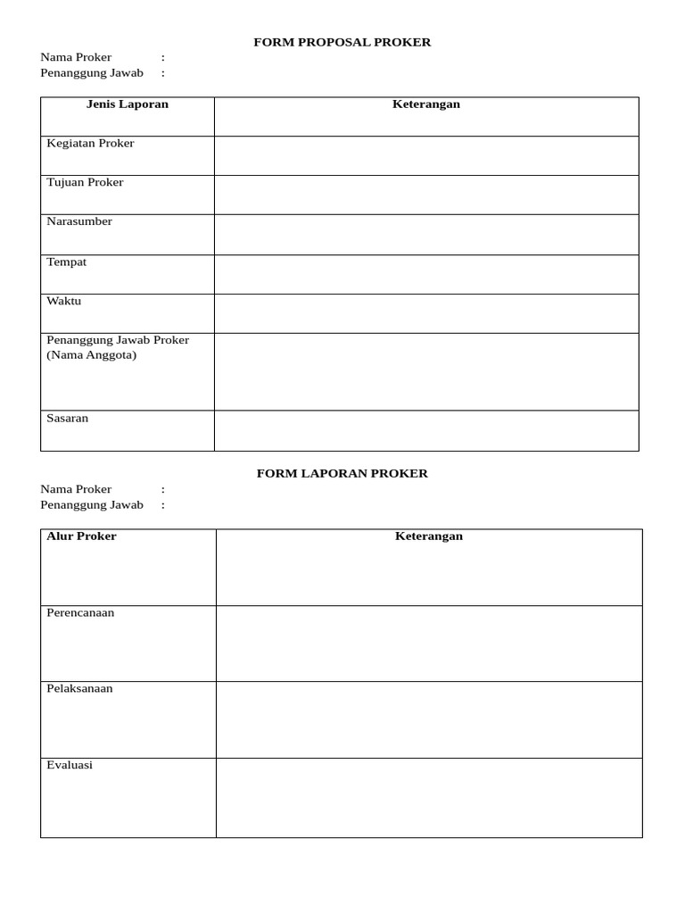 Form Proposal & Laporan Proker | PDF