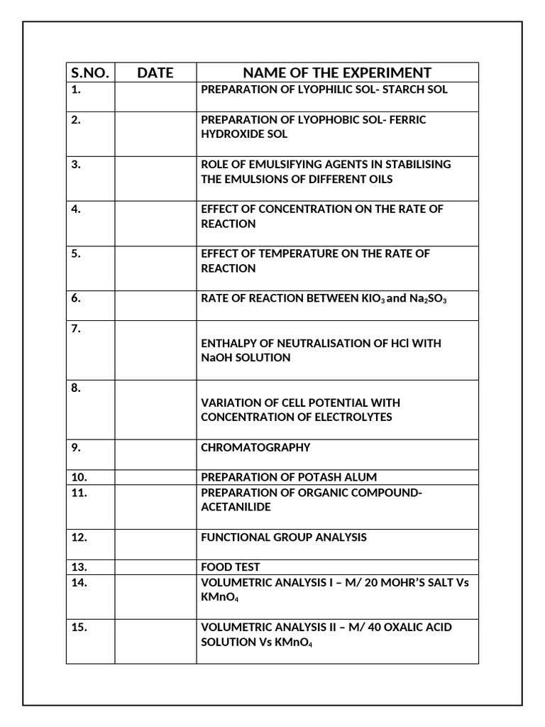Class 12 - Practical Manual | PDF | Titration | Chemistry