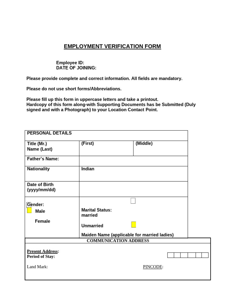 BGV Form - Vibrant | PDF | Employment | Salary