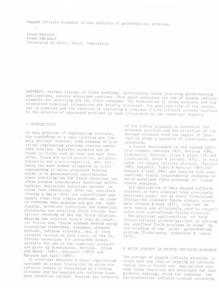 1985-NUMETA-mapped Inf Els Analysis Geomechanical problems-PM-FD | PDF