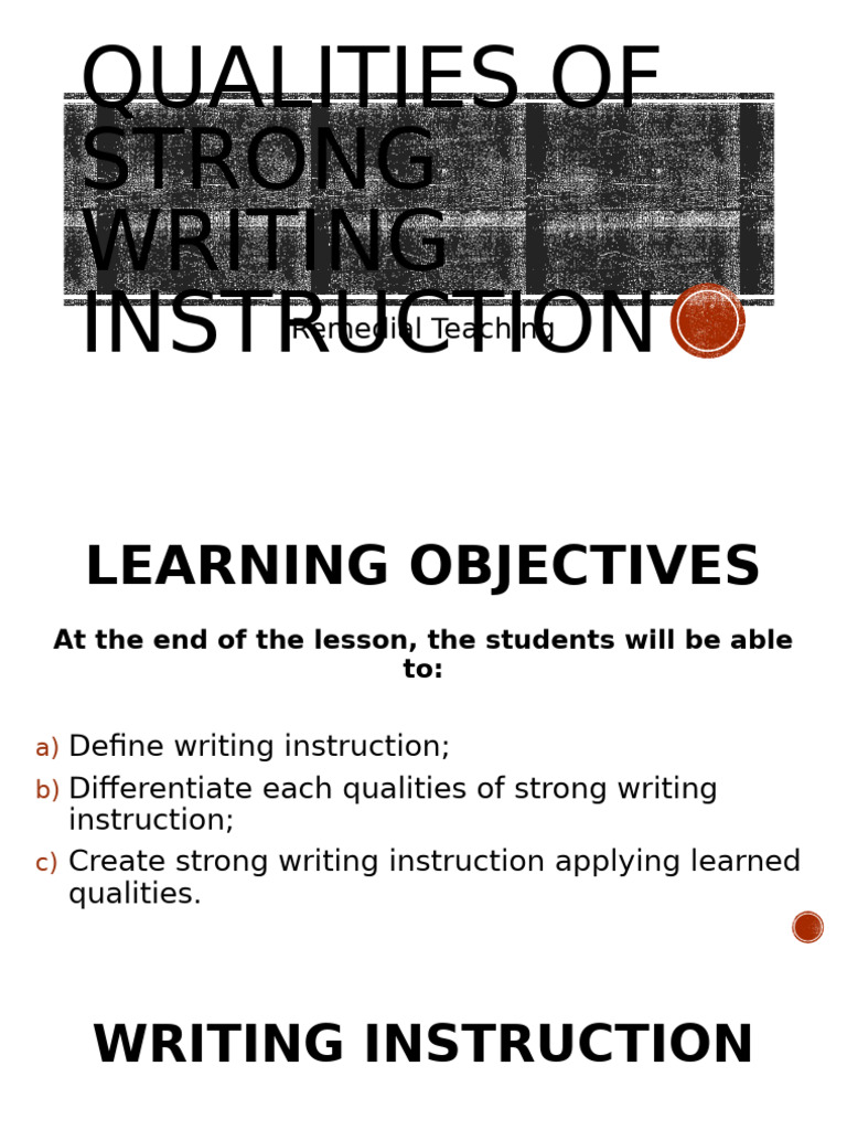 Qualities of Strong Writing Instruction | PDF
