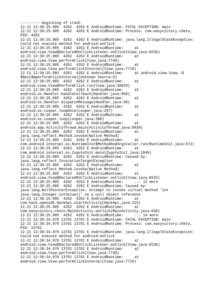 Com - Easyvictory.cheto Logcat | PDF | Java (Programming Language) | Computing