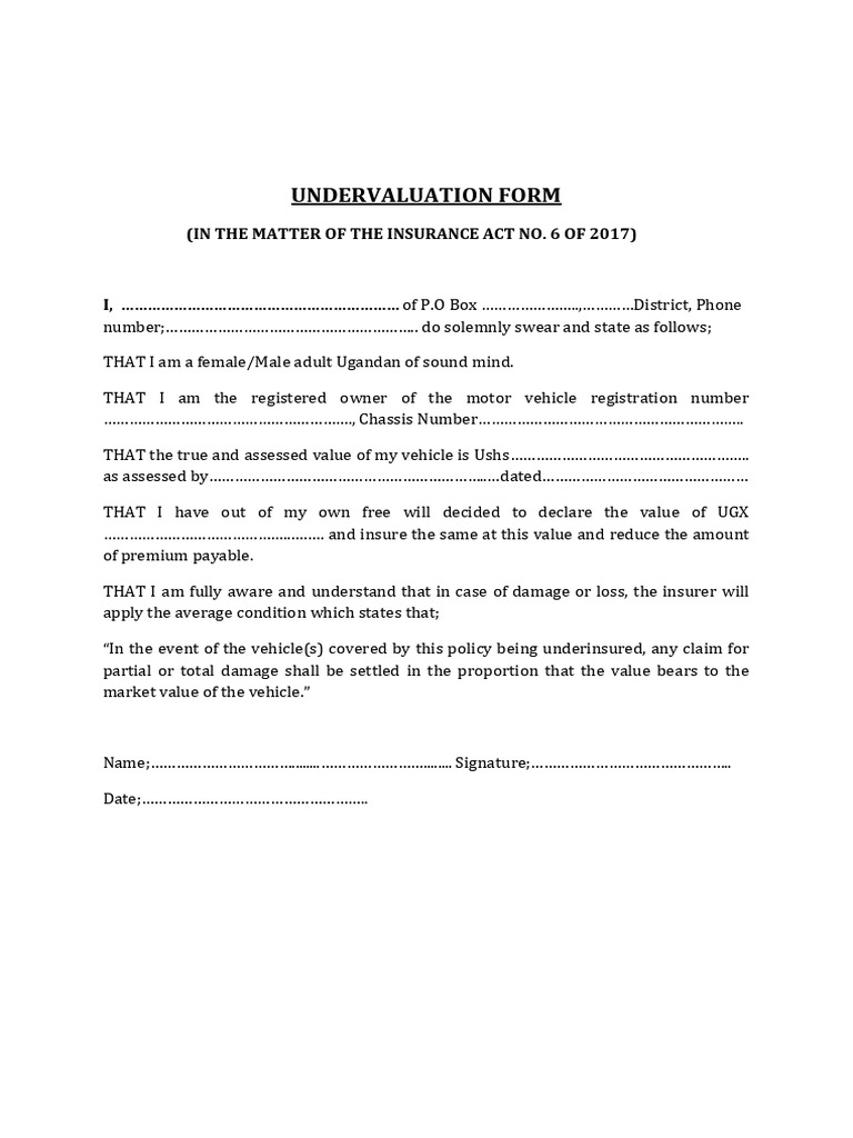 Undervaluation Form 2022 | PDF
