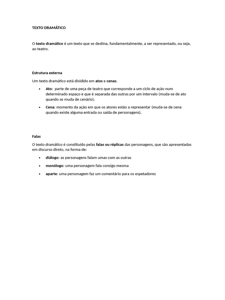 Estrutura do Texto Dramático | PDF