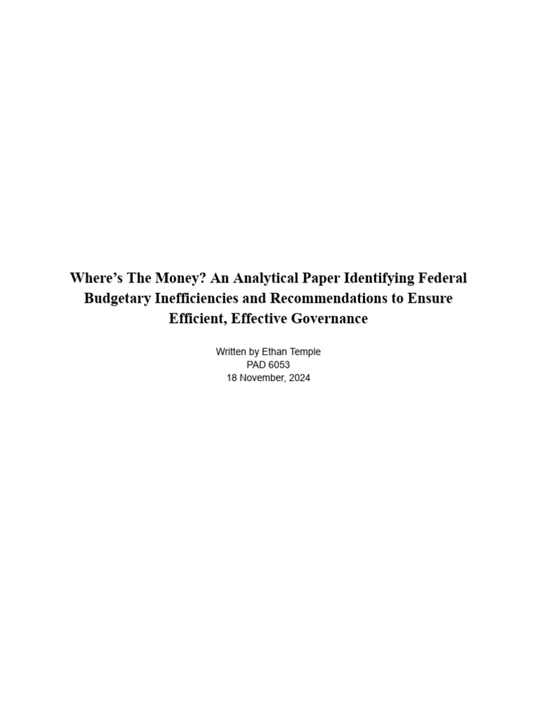 PAD 6053 Analytical Term Paper - Federal Budget and Public Economics ...