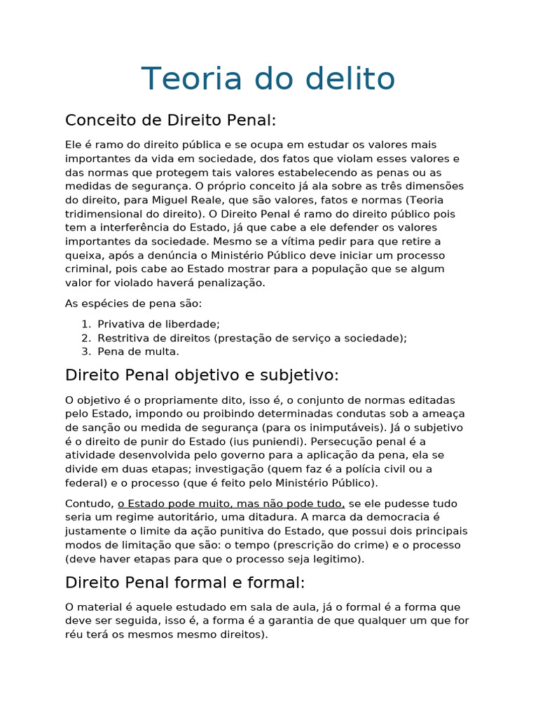 Fundamentos do Direito Penal e Teoria do Delito | PDF | Direito Penal ...