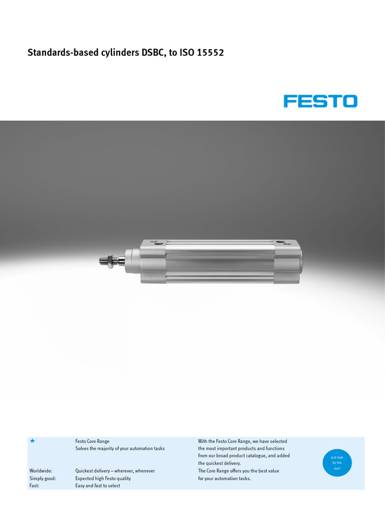 Festo DSBC Cylinders: ISO 15552 Standards | PDF | Piston | Mechanical ...