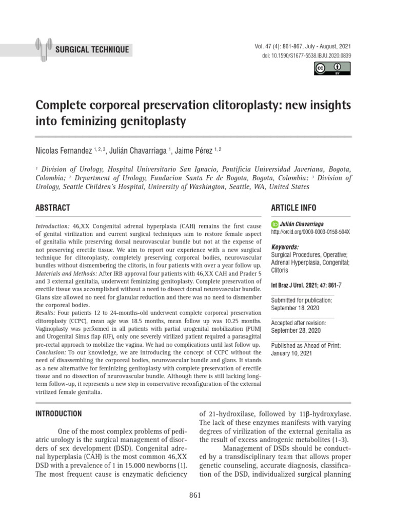 Complete Corporeal Preservation Clitoroplasty - New Insights Into ...