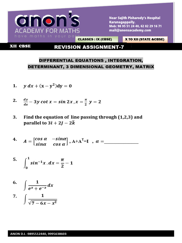 12 Cbse Revision - 7 Assign 17-12-24 | PDF