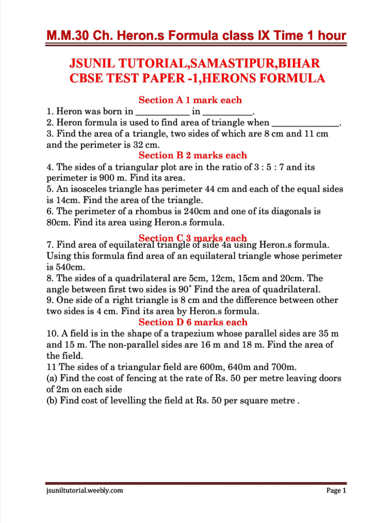 Heron Formula | PDF