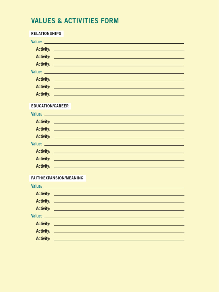 CBT Values and Activities2 | PDF