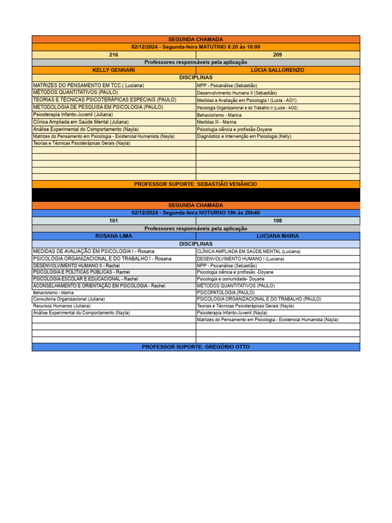 Cronograma segunda chamada e Exame - 2024.2 | PDF | Psicologia | Behaviorismo