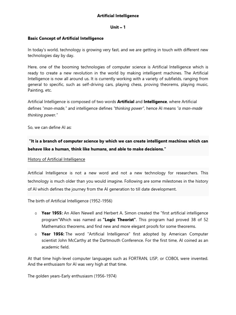 Unit 1 Pdf Artificial Intelligence Intelligence Ai Semantics