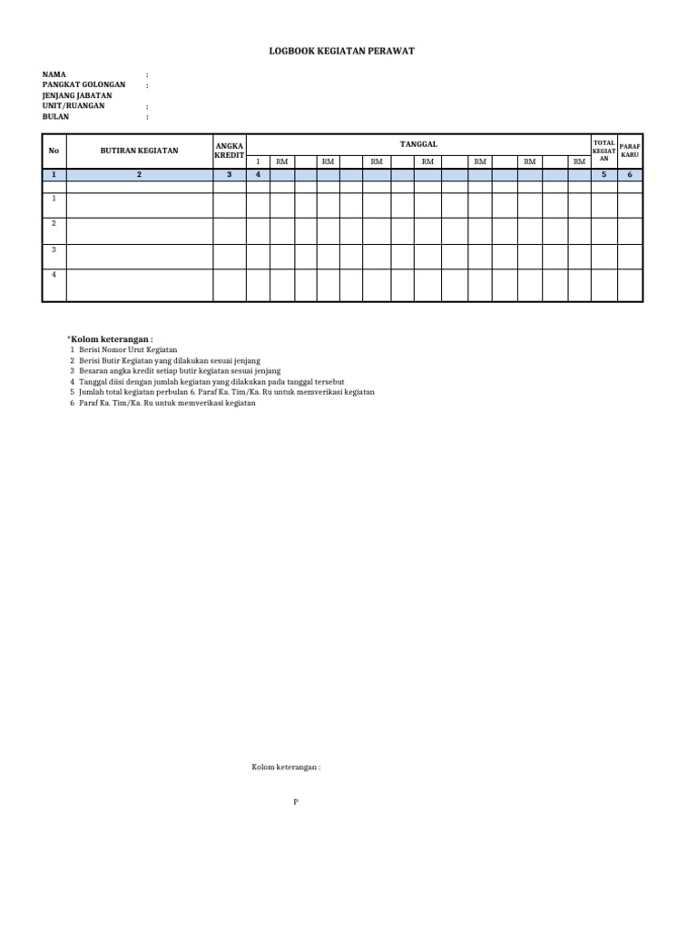 Logbook Kegiatan Perawat Bulanan | PDF