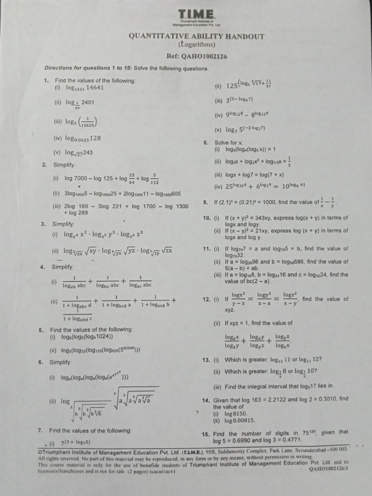 Logirithms | PDF | Numbers | Combinatorics