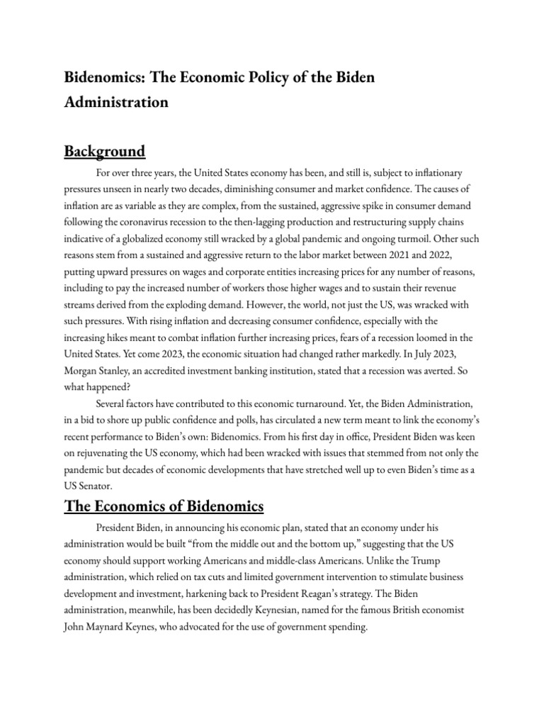 Biden's Economic Policy (Sample For Brookings) | PDF | Joe Biden ...