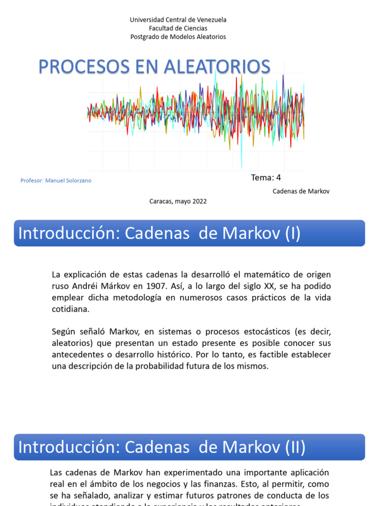 Cadenas de Markov: Fundamentos y Aplicaciones | PDF | Cadena Markov ...