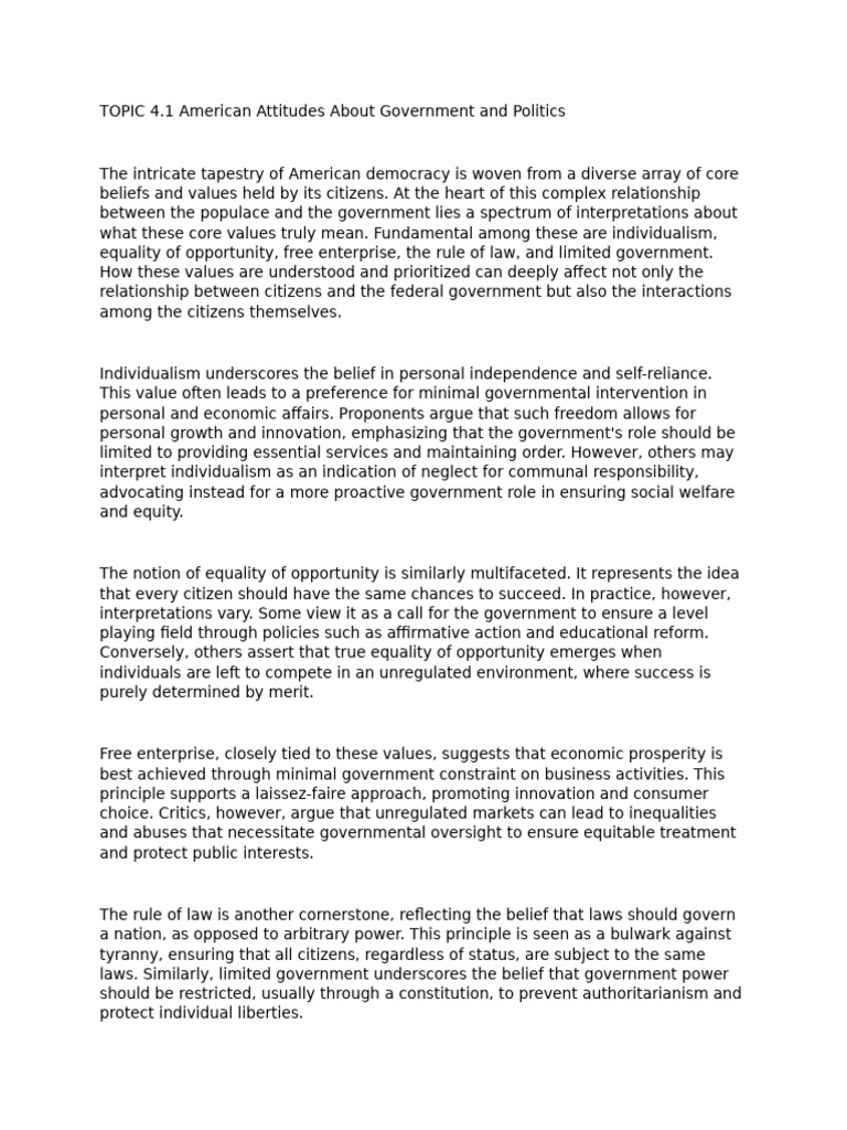 TOPIC 4.1 American Attitudes About Government and Politics Questions ...
