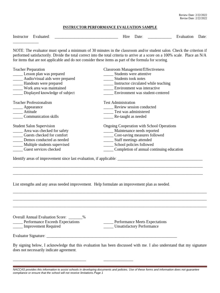 2 - Instructor Evaluation Form Sample | PDF | Teachers | Evaluation