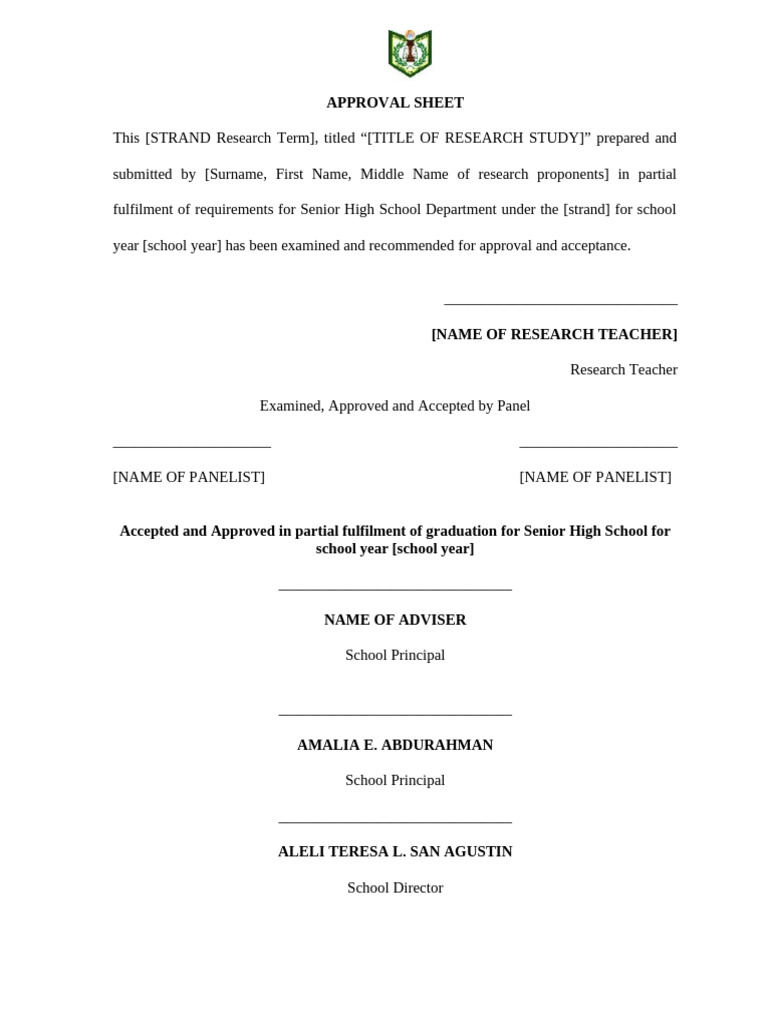 RP Approval Sheet Template | PDF