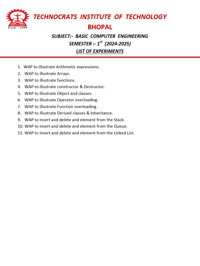 List of Experiment BCP | PDF