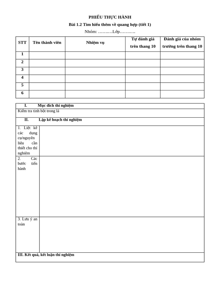 PHT - KHTN 8 - Tiet 1 (Tìm Hieu Them Ve Quang Hop) | PDF