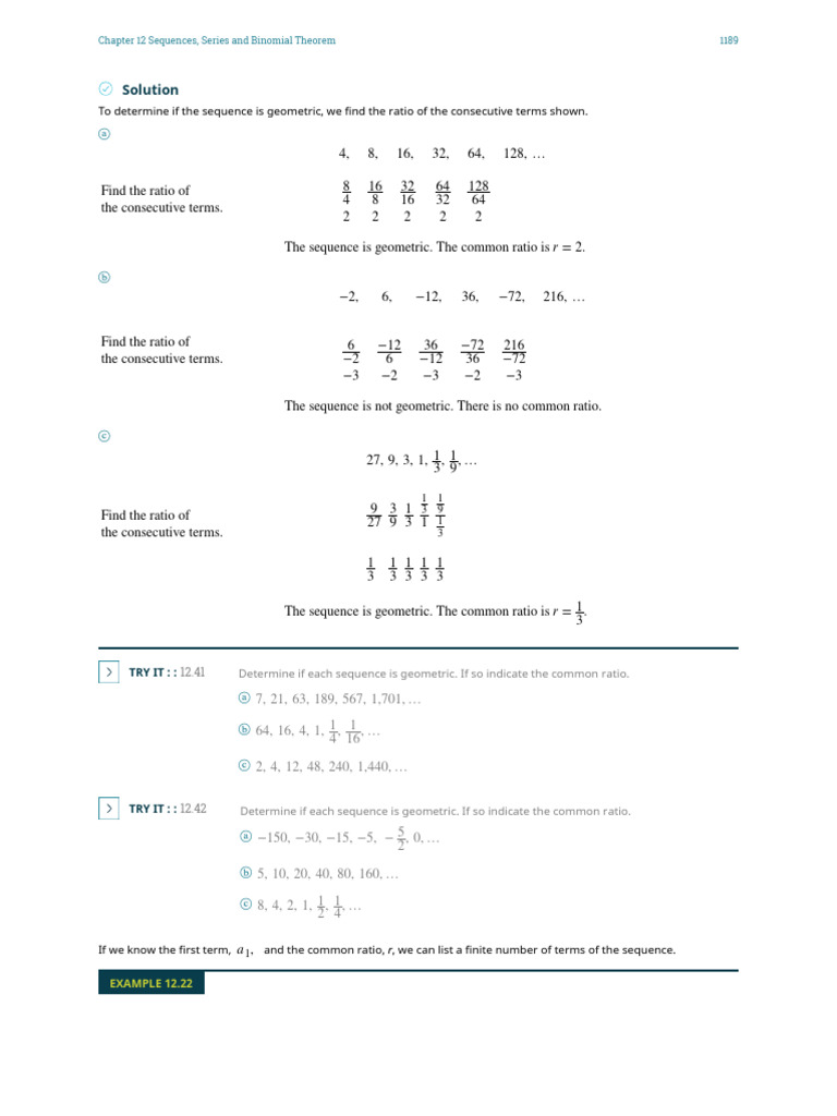 Identifying Geometric Sequences and Ratios | PDF | Mathematics ...