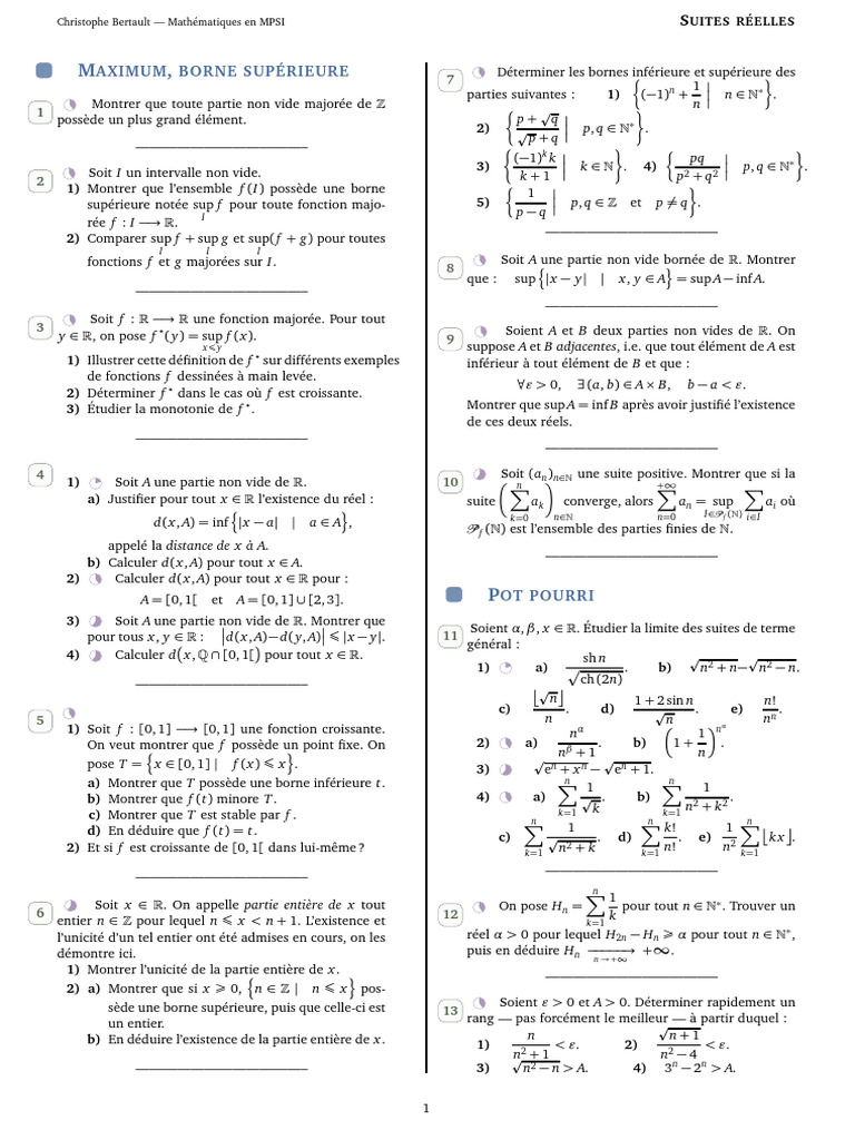 Exercices Corrigés sur les Suites Réelles | PDF | Limite (mathématiques ...