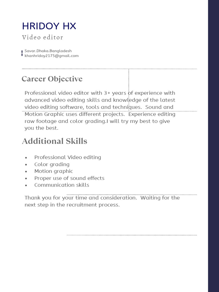 Hridoy HX: Career Objective | PDF