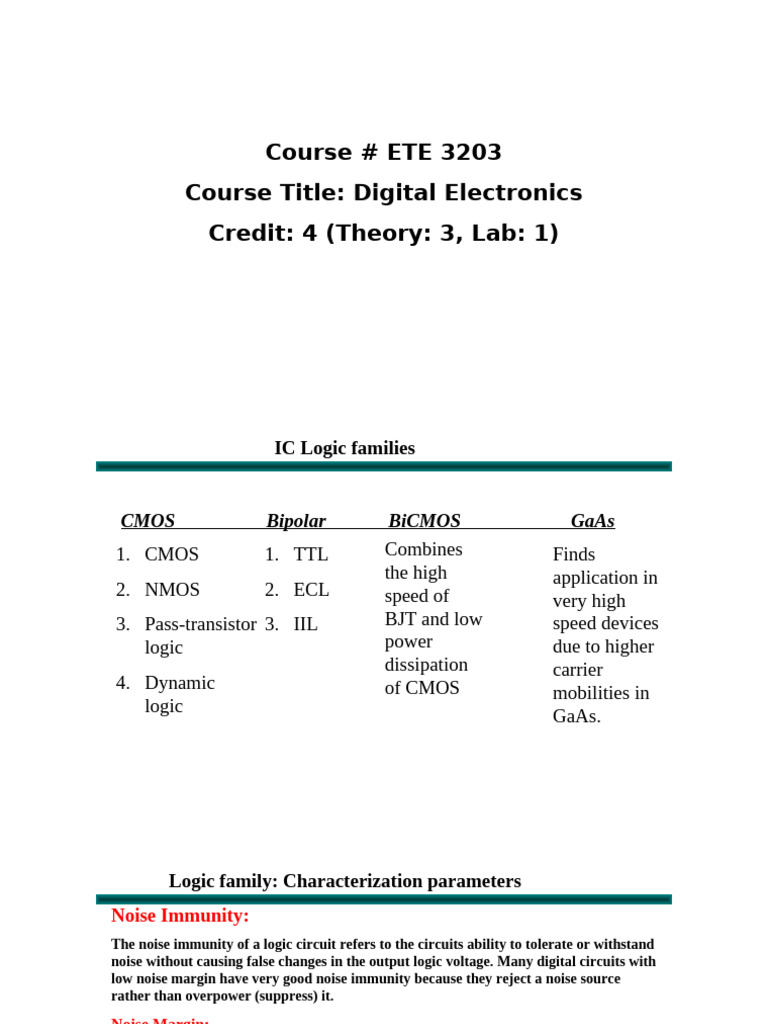 Lec Logic Family | PDF | Logic Gate | Electrical Components