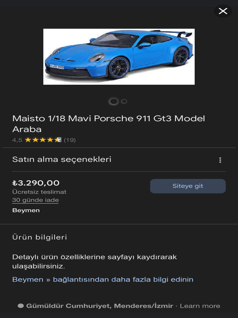 Maisto 118 Mavi Porsche 911 Gt3 Model Araba Google Alışveriş | PDF