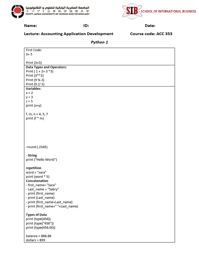 Recap Lec 7 Python 1 Pdf