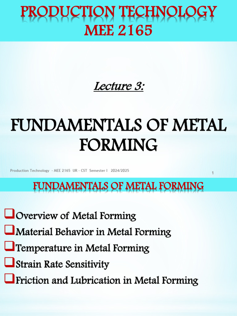 MEE 2165 - Lecture 3 | PDF | Rolling (Metalworking) | Deformation ...