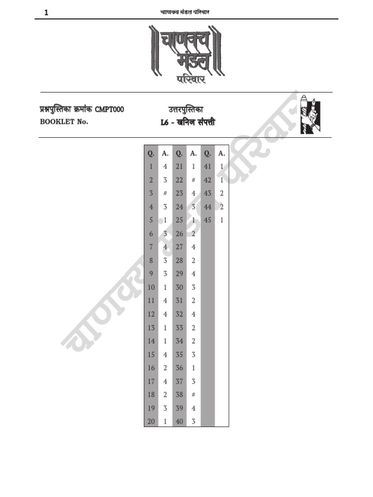 L6 - खनिज संपत्ती -MPSC PYQ Answers | PDF