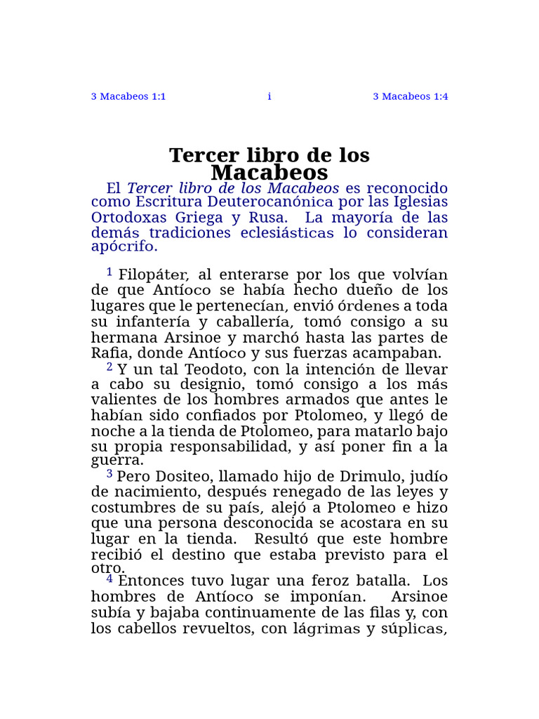 Tercer Libro de los Macabeos: Resumen | PDF