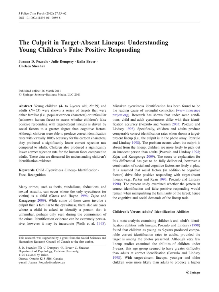 [M4.2] READ - Pozzulo Et Al. (2011) Orginal Research Paper | PDF ...