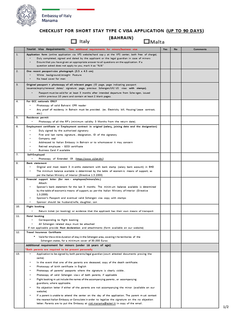 Checklist For Short Stay Type C Visa Applications 2022 | PDF | Travel ...