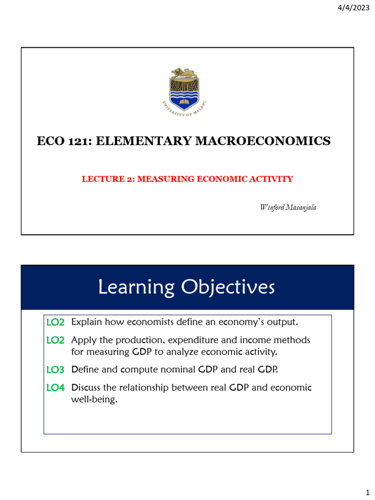 Lecture 2 Measuring Economic Activity | PDF | Gross Domestic Product ...