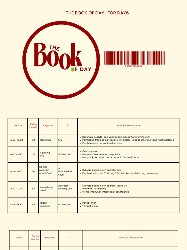 Acara Day6: Games & Noraebang Seru | PDF