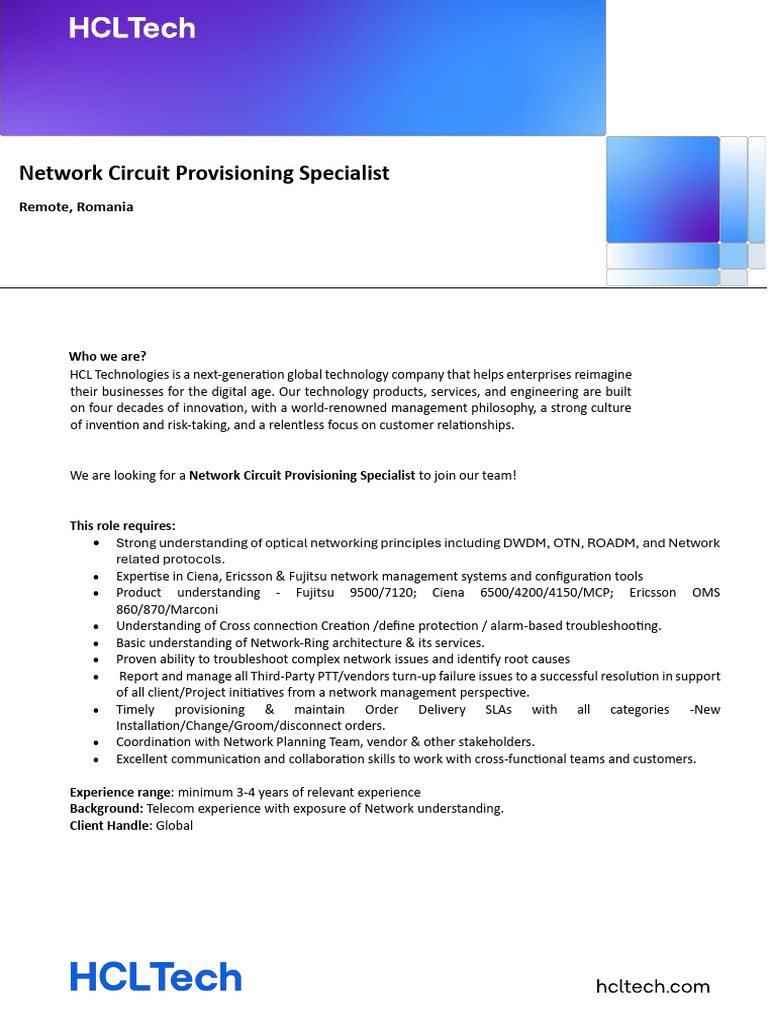 JD_Network Circuit Provisioning Specialist | PDF | Computing | Business