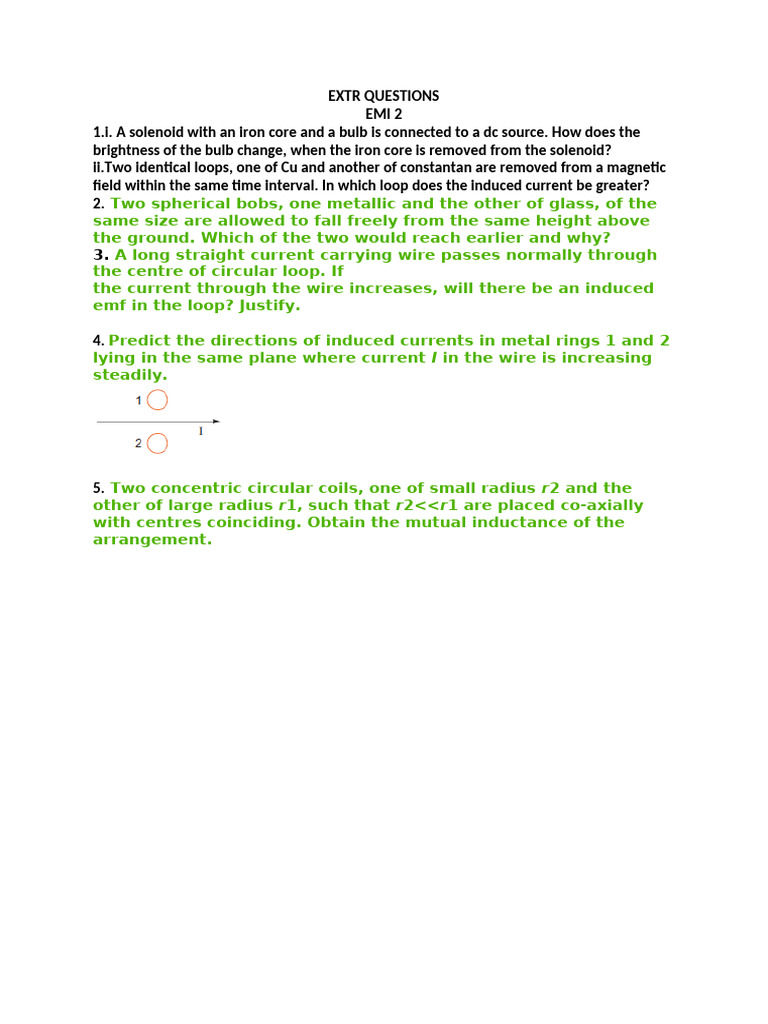 Extra Questions Emi2 Students | PDF