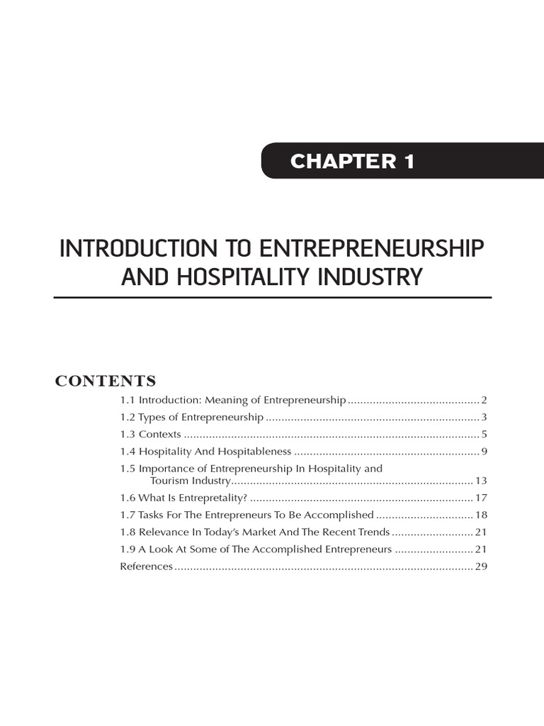 Entrepreneurship Management in Hospitality Industry (p18-47) | PDF ...